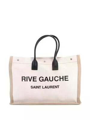Saint Laurent Rive Gauche Canvas Large Tote Bag - Neutrals