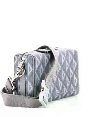 Dior Lingot Messenger Bag Cd Diamond Coated Canvas Crossbody Bag - Grey