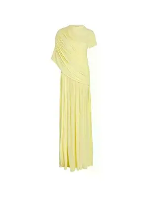 DEME Sparrow Draped Asymmetric-sleeve Maxi Dress - Yellow