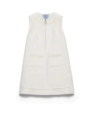 Prada Embroidered Natté Fabric Mini-dress - White