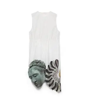 Prada Printed Compact Fabric Dress - White