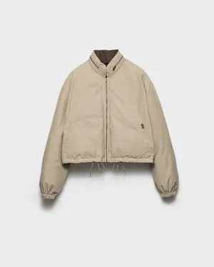 Prada Cropped Technical Poplin Down Jacket - Beige