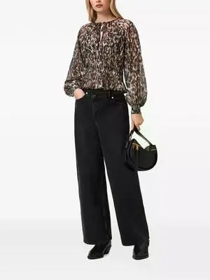 ALLSAINTS Cern Leopard-print Shirred Blouse - Brown