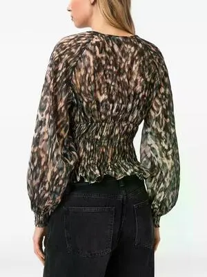 ALLSAINTS Cern Leopard-print Shirred Blouse