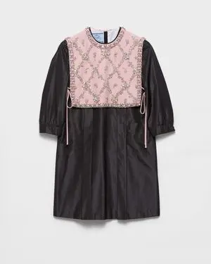 Prada Embroidered Taffeta Mini-dress - Black