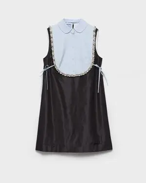 Prada Embroidered Taffeta Mini-dress - Black