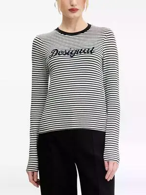 Desigual Striped Logo-print T-shirt