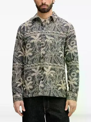 MOS MOSH David Palm-print Shirt Jacket - Blue