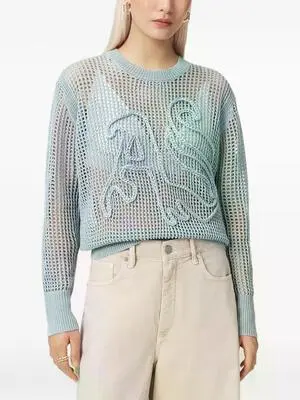 ALLSAINTS Raelyn Mesh Logo-patch Sweater - Blue