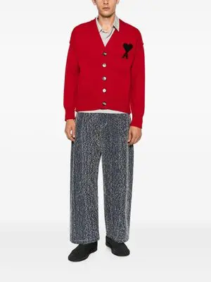 AMI Paris De Coeur Logo Intarsia-knit Cardigan