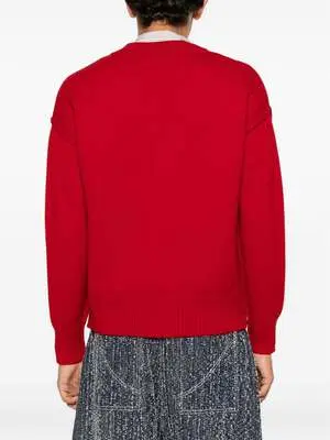 AMI Paris De Coeur Logo Intarsia-knit Cardigan