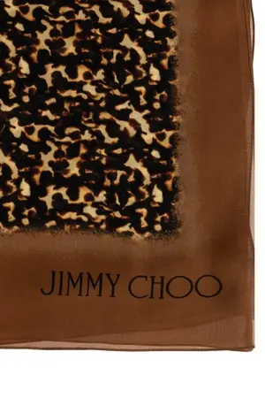 JIMMY CHOO Patterned Silk Scarf - Brown