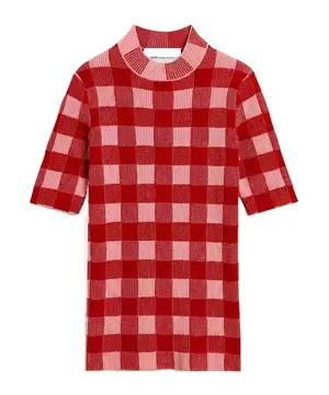 AMI Paris Short-sleeved Knitwear - Soft Pink/ruby Red