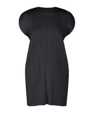 Issey Miyake Loose-fitting Pleated Waist Dress - Black