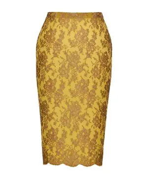 Saint Laurent Lace Midi Skirt - Brown