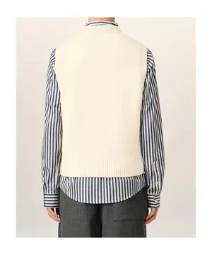 AMI Paris De Coeur V-neck Sweater Vest - Off-white/black