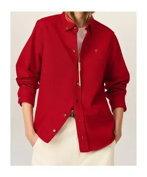 AMI Paris Red Cotton Shirt With De Coeur