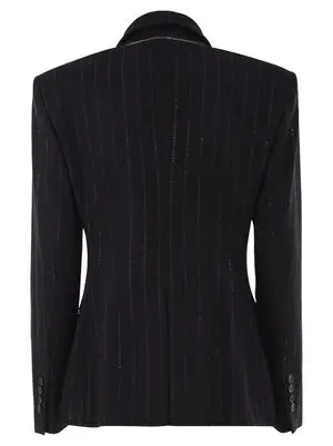 Brunello Cucinelli Double-breasted Pinstripe Blazer With Sequins