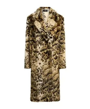 Etro Faux-fur Coat With Leopard-motif - Light Brown