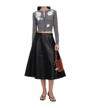 SELF-PORTRAIT Lace Flower Knit Cardigan - Grey