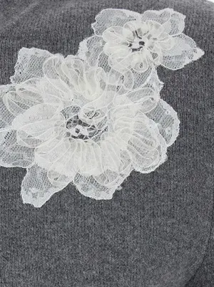 SELF-PORTRAIT Lace-flower Knit Cardigan - Grey