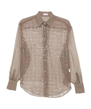Brunello Cucinelli Sequin-embellished Semi-sheer Shirt
