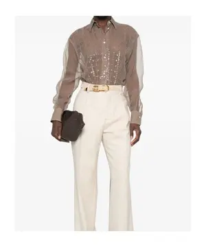 Brunello Cucinelli Sequin-embellished Semi-sheer Shirt