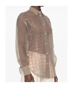 Brunello Cucinelli Sequin-embellished Semi-sheer Shirt
