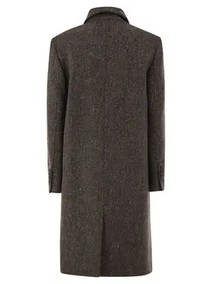 Brunello Cucinelli Double-breasted Herringbone Tweed Coat With Sequins