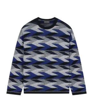 Emporio Armani Wool-blend Jacquard Jumper - Gray