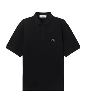 Stone Island Regular-fit Polo Shirt With Archival Logo Embroidery - Black