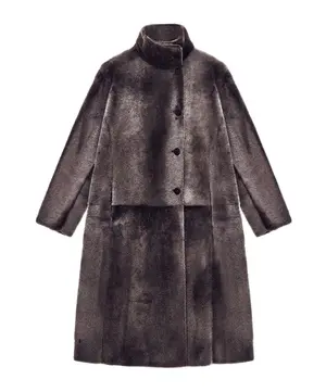Giorgio Armani Coat Reversible Regular Fit In Shearling With Horn Buttons - Brown