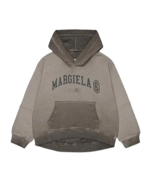 MAISON MARGIELA Logo-print Cotton Hoodie - Grey