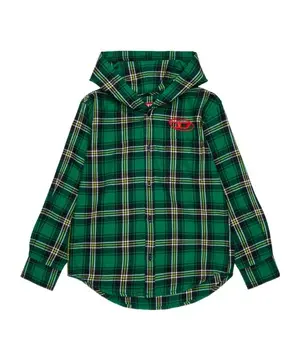 DIESEL® Check-pattern Hooded Shirt - Green