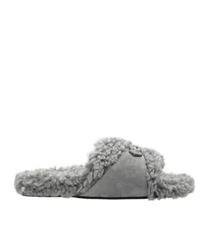 Balenciaga Plush Slippers - Grey