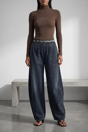 Alexander Wang Jacquard Logo Long Sleeve Turtleneck