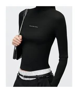 Alexander Wang Jacquard Logo Long Sleeve Turtleneck