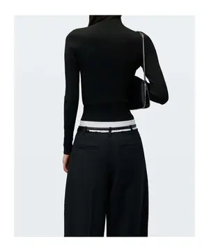 Alexander Wang Jacquard Logo Long Sleeve Turtleneck