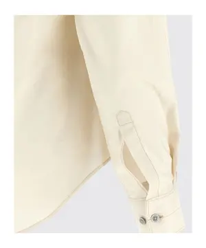 LEMAIRE Pointed Collar Shirt In Washed Cotton And Silk - Faint Frost