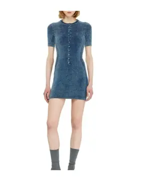 DIESEL® Short Dress In Indigo Boucle Knit