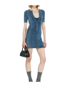 DIESEL® Short Dress In Indigo Boucle Knit