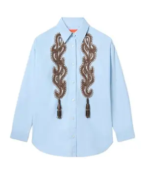 La DoubleJ Peony Placéee Embroidered Cotton Shirt