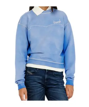 DIESEL® Cotton Sweatshirt With Logo Embroidery - Light Blue