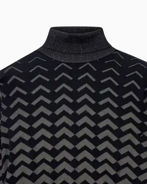 Emporio Armani Two-tone Chevron Pattern Turtleneck Knitted Jumper