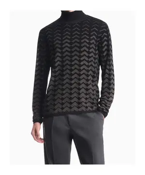 Emporio Armani Two-tone Chevron Pattern Turtleneck Knitted Jumper