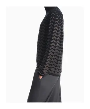 Emporio Armani Two-tone Chevron Pattern Turtleneck Knitted Jumper
