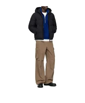 Stone Island Padded Hooded Zip-up Jacket - Black