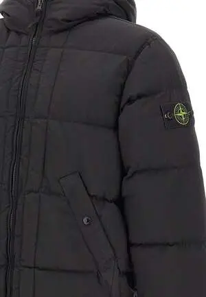 Stone Island Padded Hooded Zip-up Jacket - Black