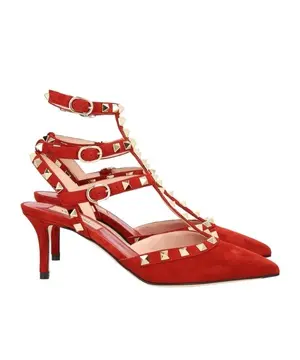 Valentino Garavani Rockstud Pointed Toe Ankle Strap Pumps