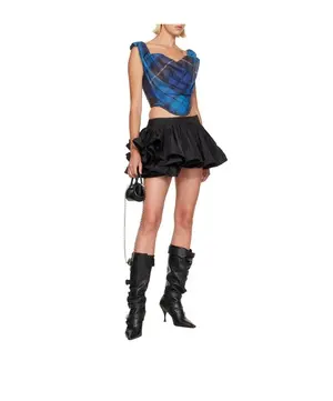 VIVIENNE WESTWOOD Draped Check Top - Blue